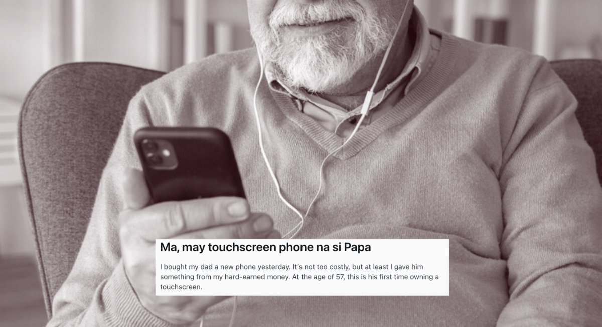 Isang ama, first time magkaroon ng touchscreen na cellphone na bili ng ...