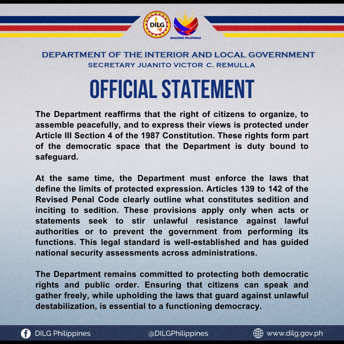 DILG, iginiit karapatan sa mapayapang protesta pero may limit kung ...