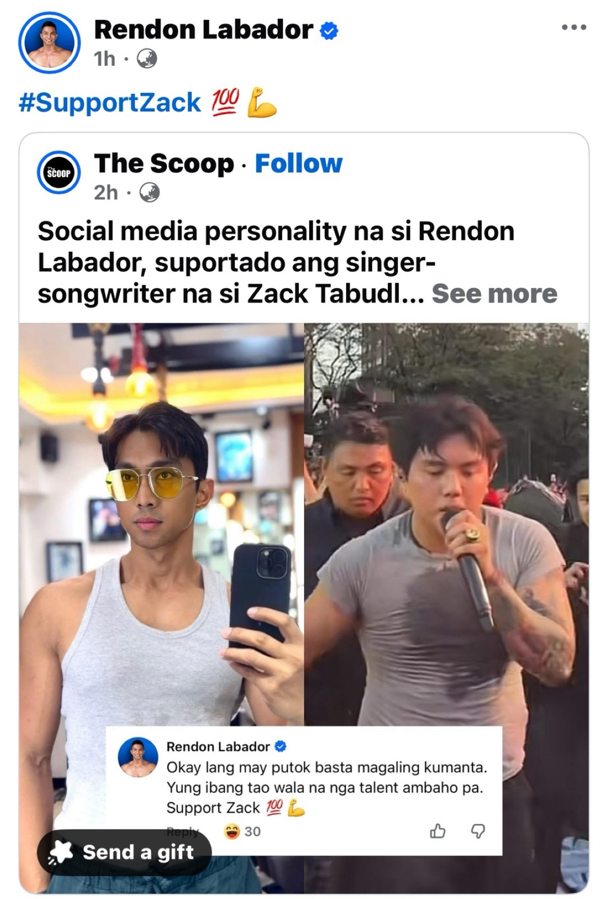 Rendon Labador, support kay Zack Tabudlo: 'Okay lang may putok basta ...