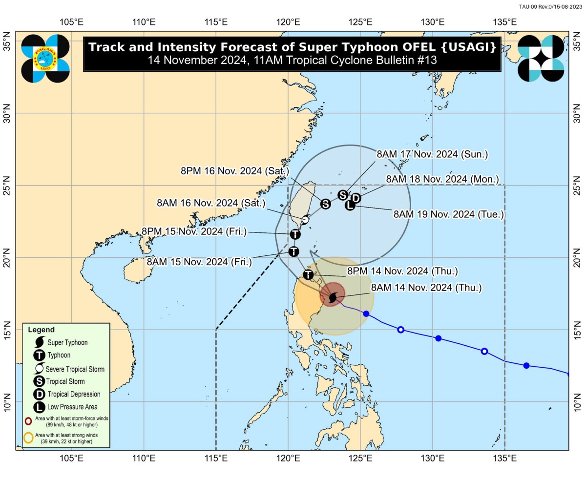 Super Typhoon Ofel, napanatili ang lakas habang nasa northeast ng ...