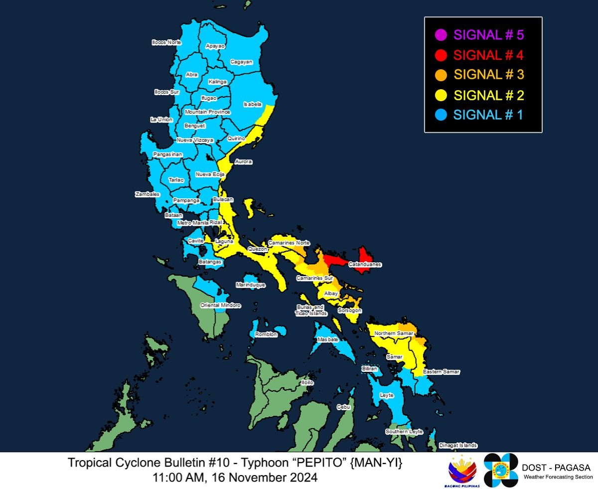 Dahil sa Super Typhoon Pepito: Signal #4, itinaas sa 2 lugar sa Luzon ...
