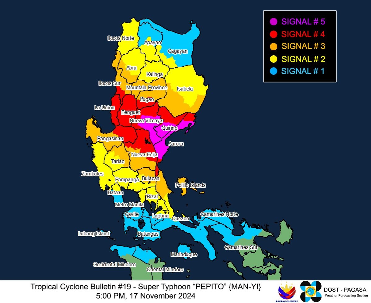 Super Typhoon Pepito, nasa Quirino na; Signal #5, nakataas sa 3 lugar ...
