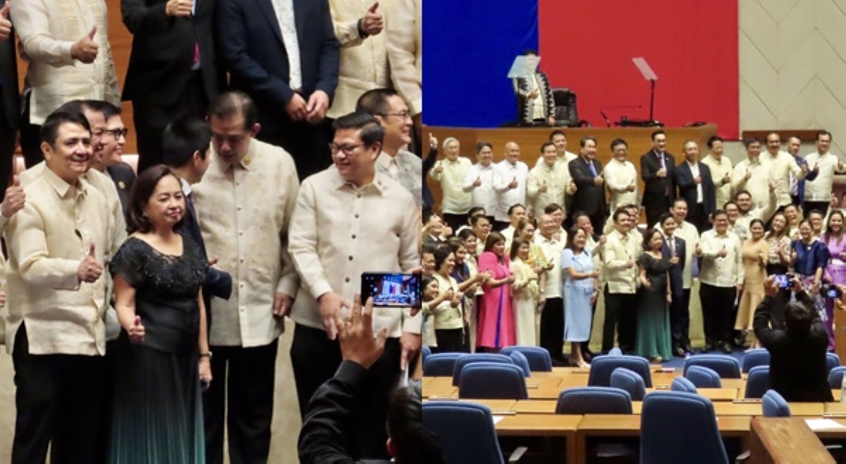 Pag-thumbs up ni GMA sa photo op kasama si Romualdez, solons usap ...